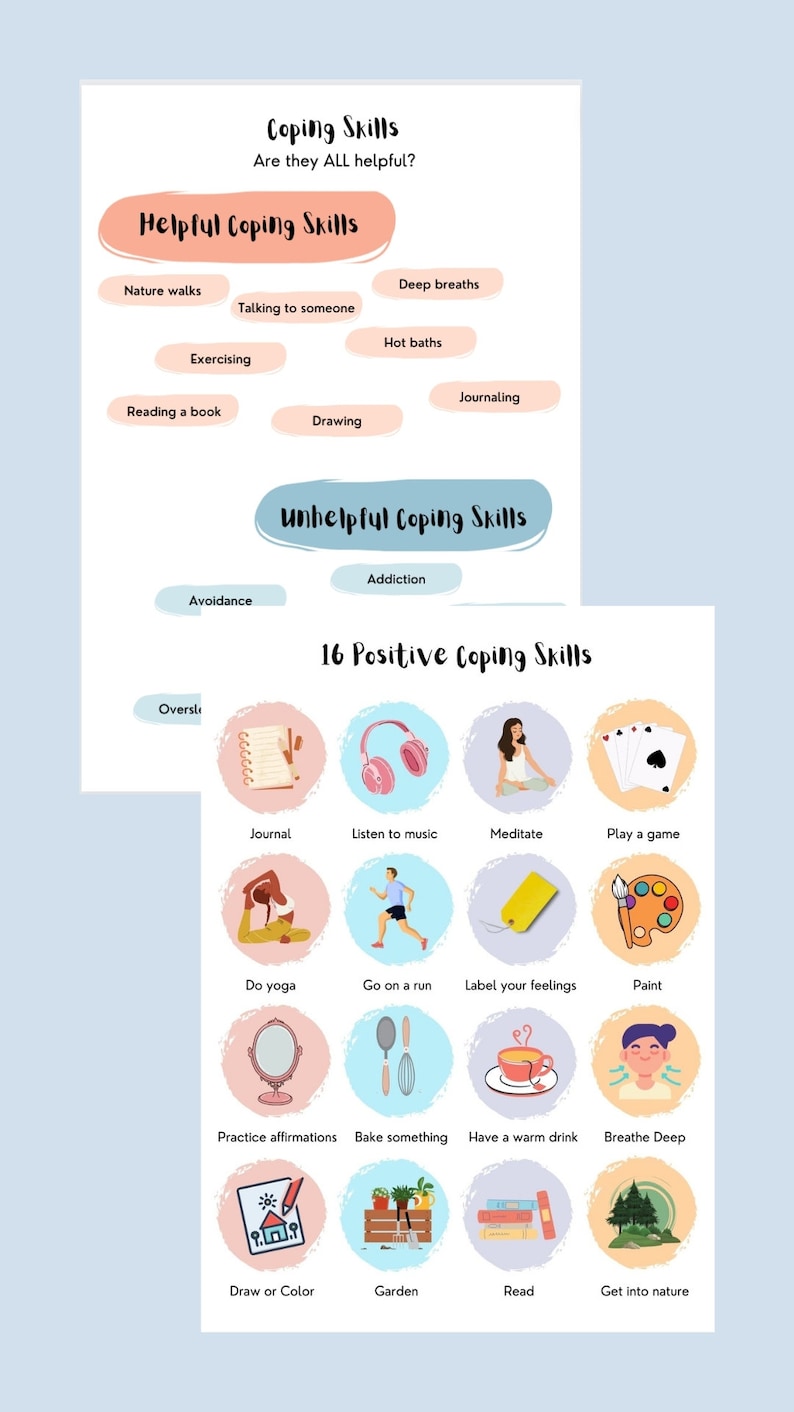 Coping Skills Bundle Poster, Coping Skills Worksheets, Mental Health ...