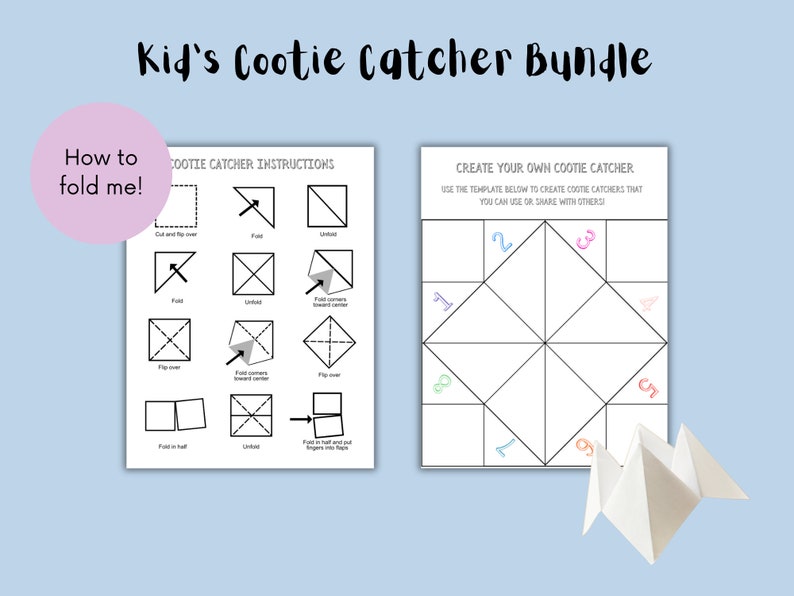 Kid's Cootie Catcher - Origami Fortune Teller Template Game - Etsy
