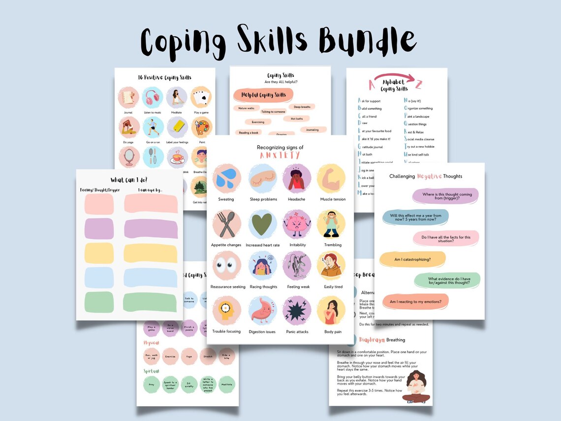 Coping Skills Bundle Poster Coping Skills Worksheets Anxiety - Etsy