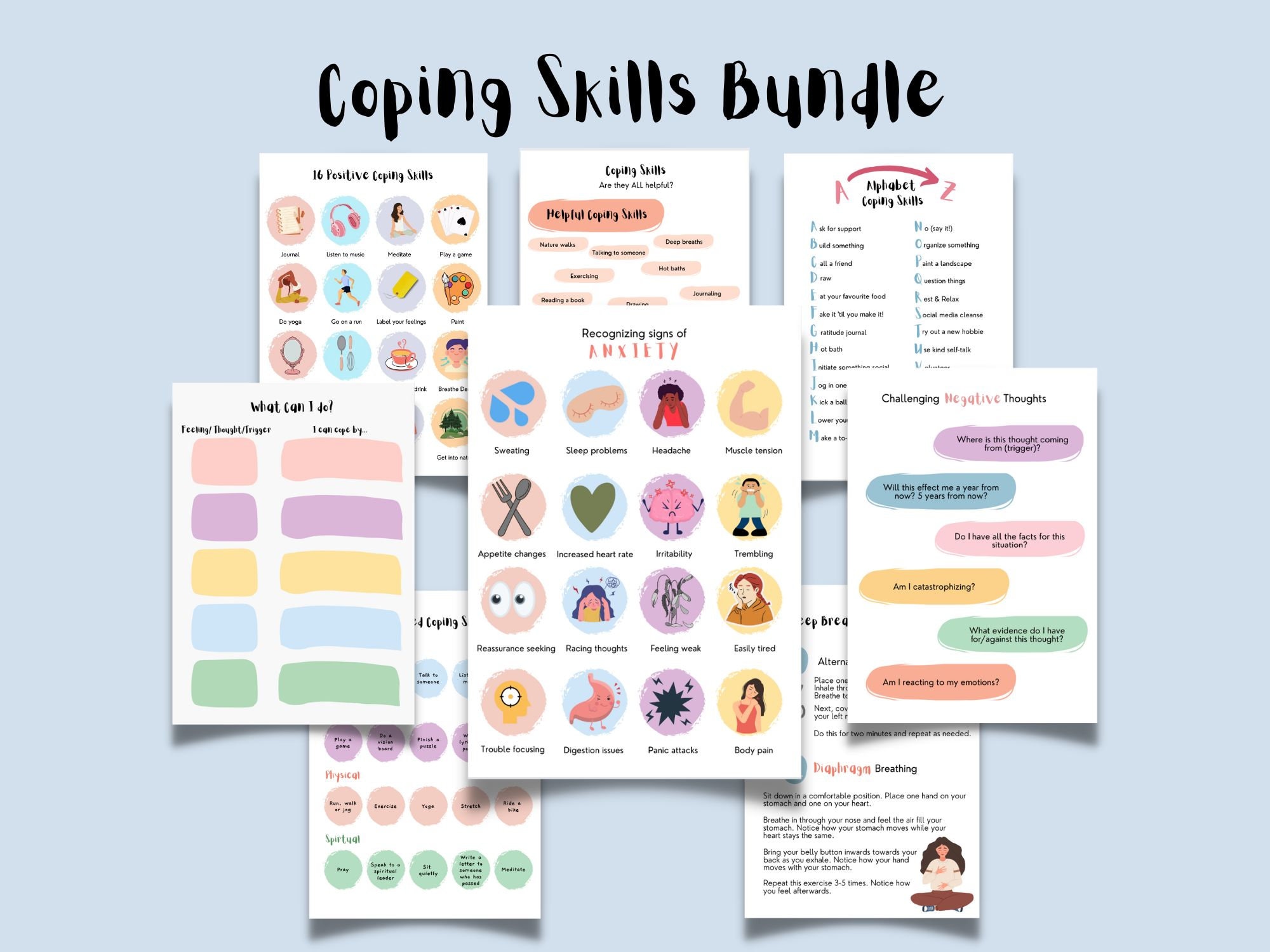 Coping Skills Bundle Poster, Coping Skills Worksheets, Mental Health ...
