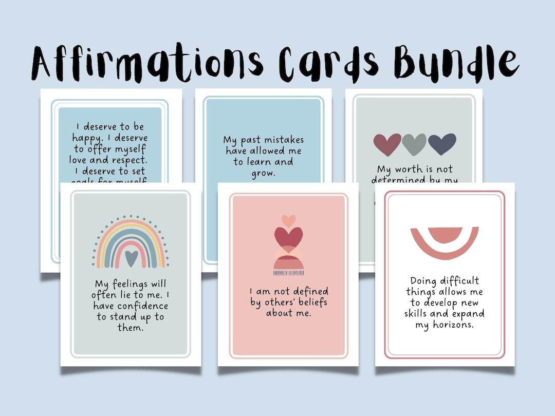 Affirmations Cards Bundle: Mental Health, Growth, Calm Corner (digital ...