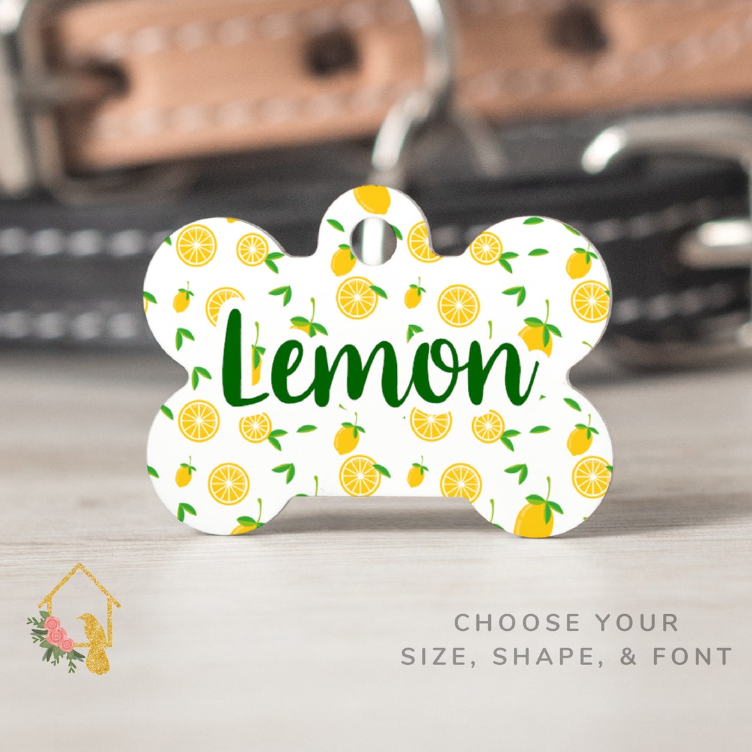Lemon Pet Tag- Customizable Dog ID With Cute Lemon Theme - Personalized ...
