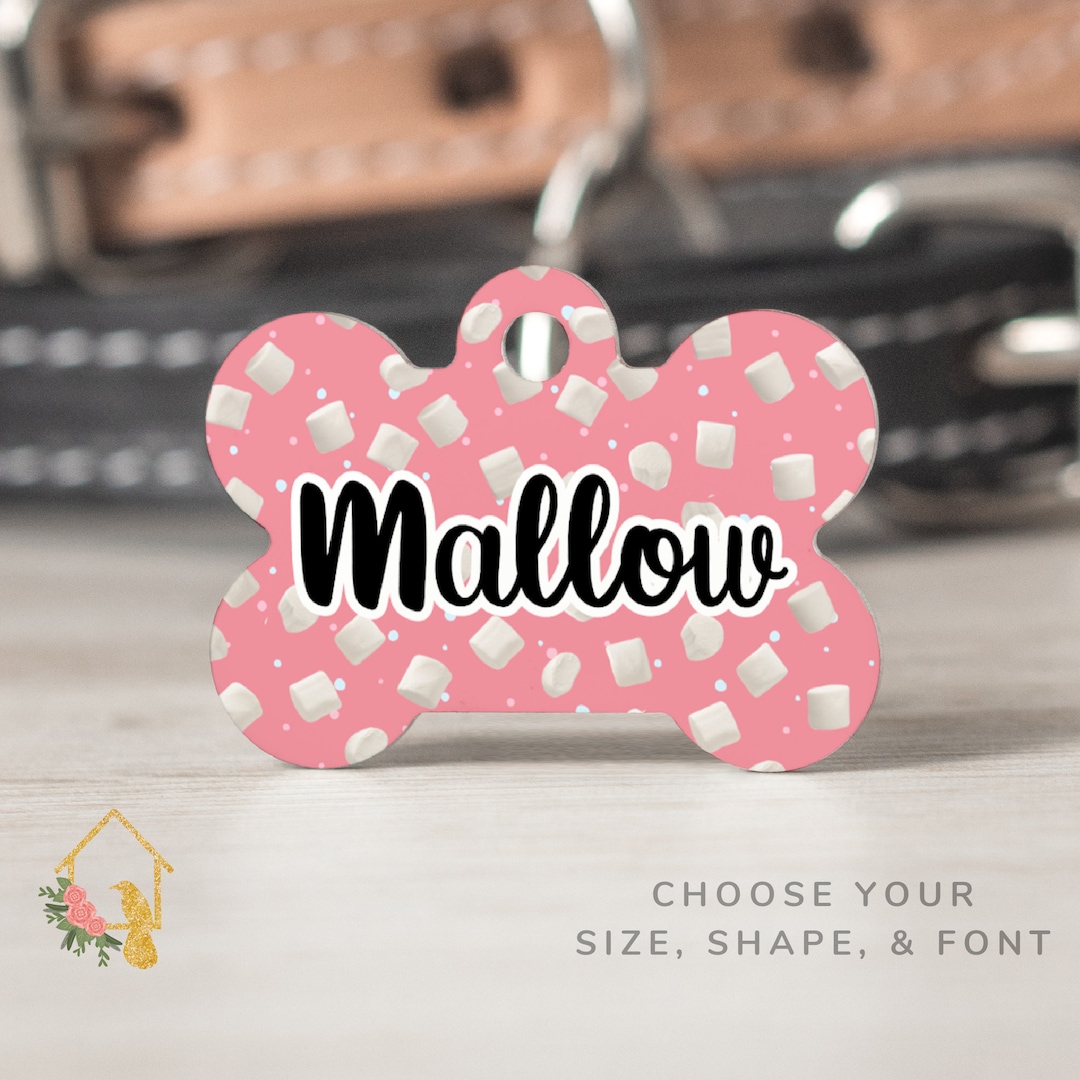 Marshmallow Pet ID Tag - Customizable Dog Tag With Cute Mallow Theme ...