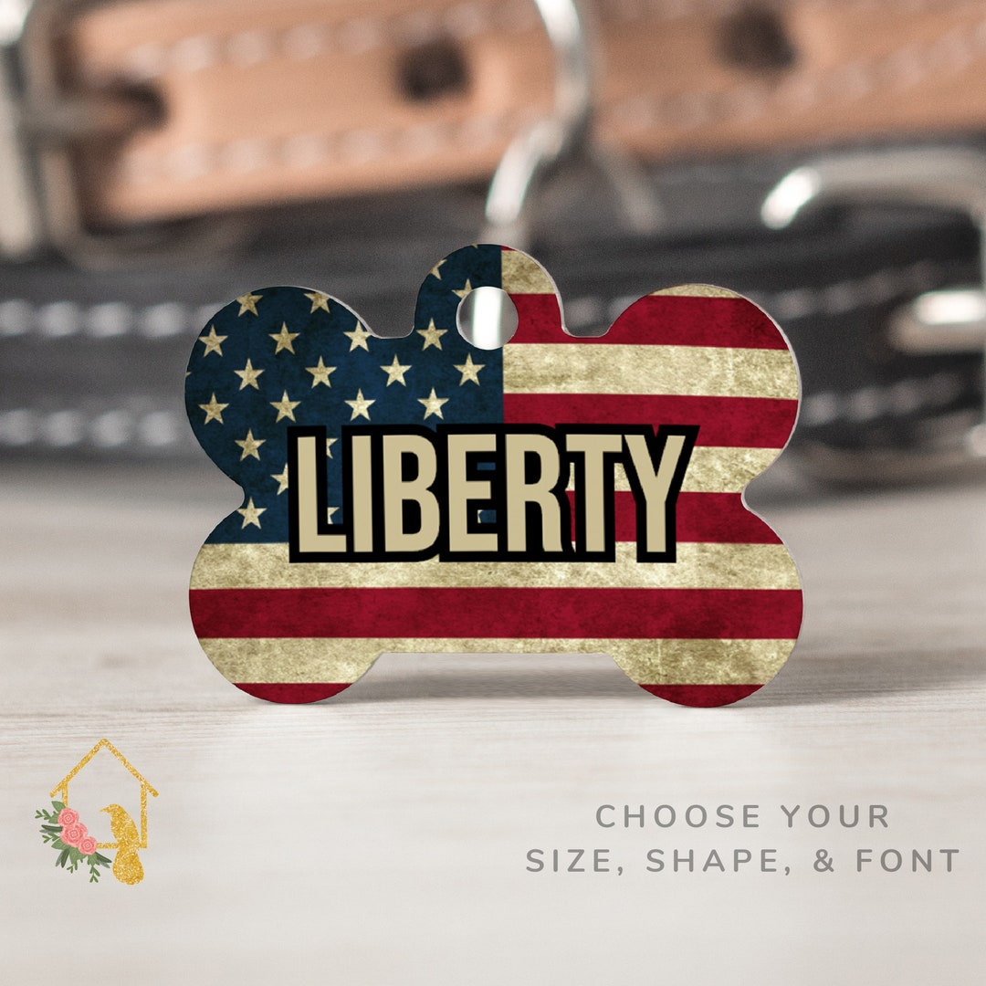 American Flag Pet Tag - Customizable Dog ID With US Flag Theme ...
