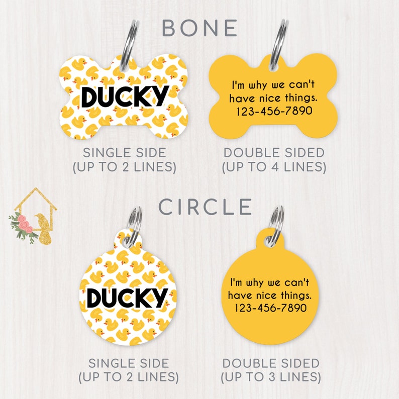 Rubber Duck Pet Tag Customizable Dog ID With Cute Duck Theme ...