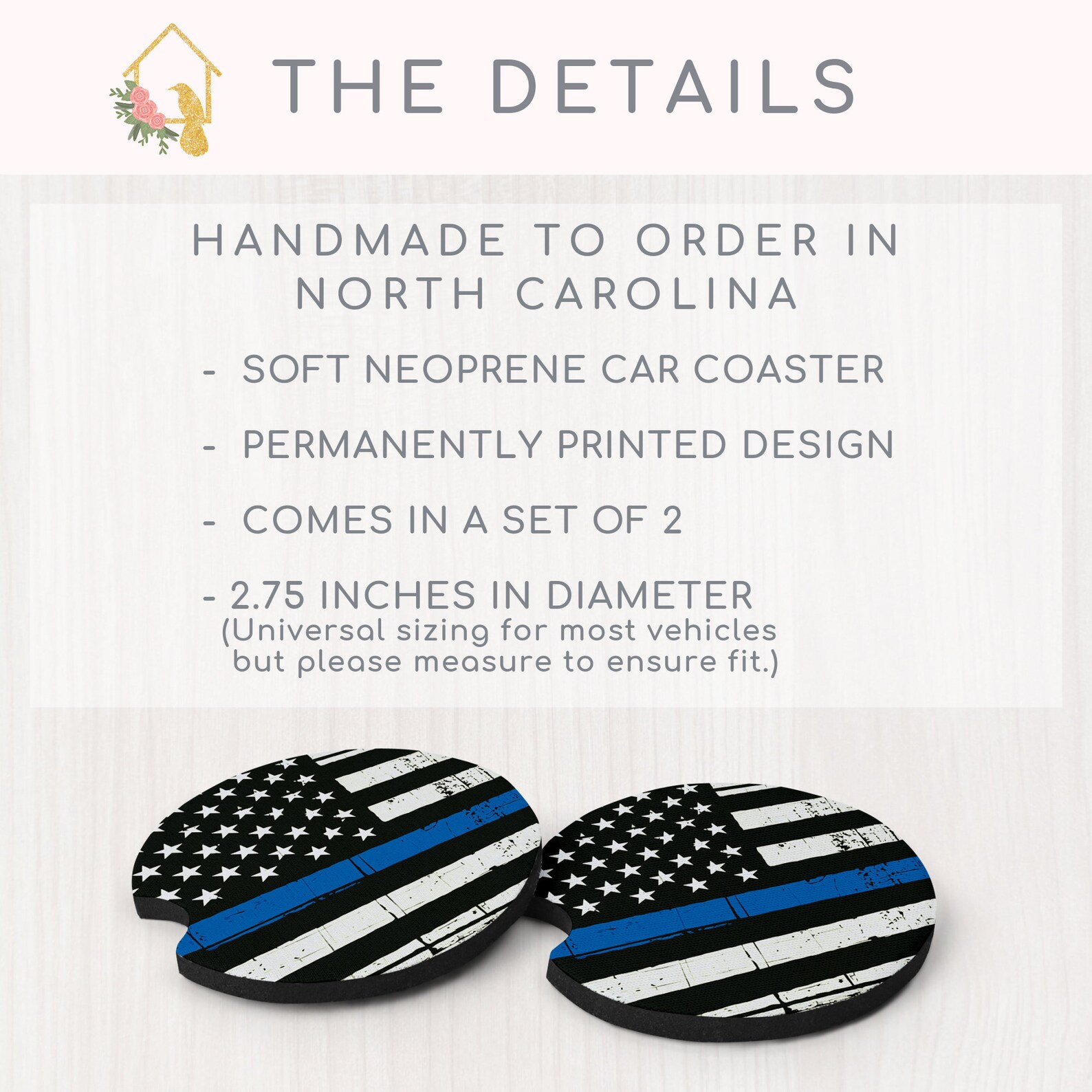 Police Officer Car Coaster - Custom Car Accessories - Neoprene Car ...