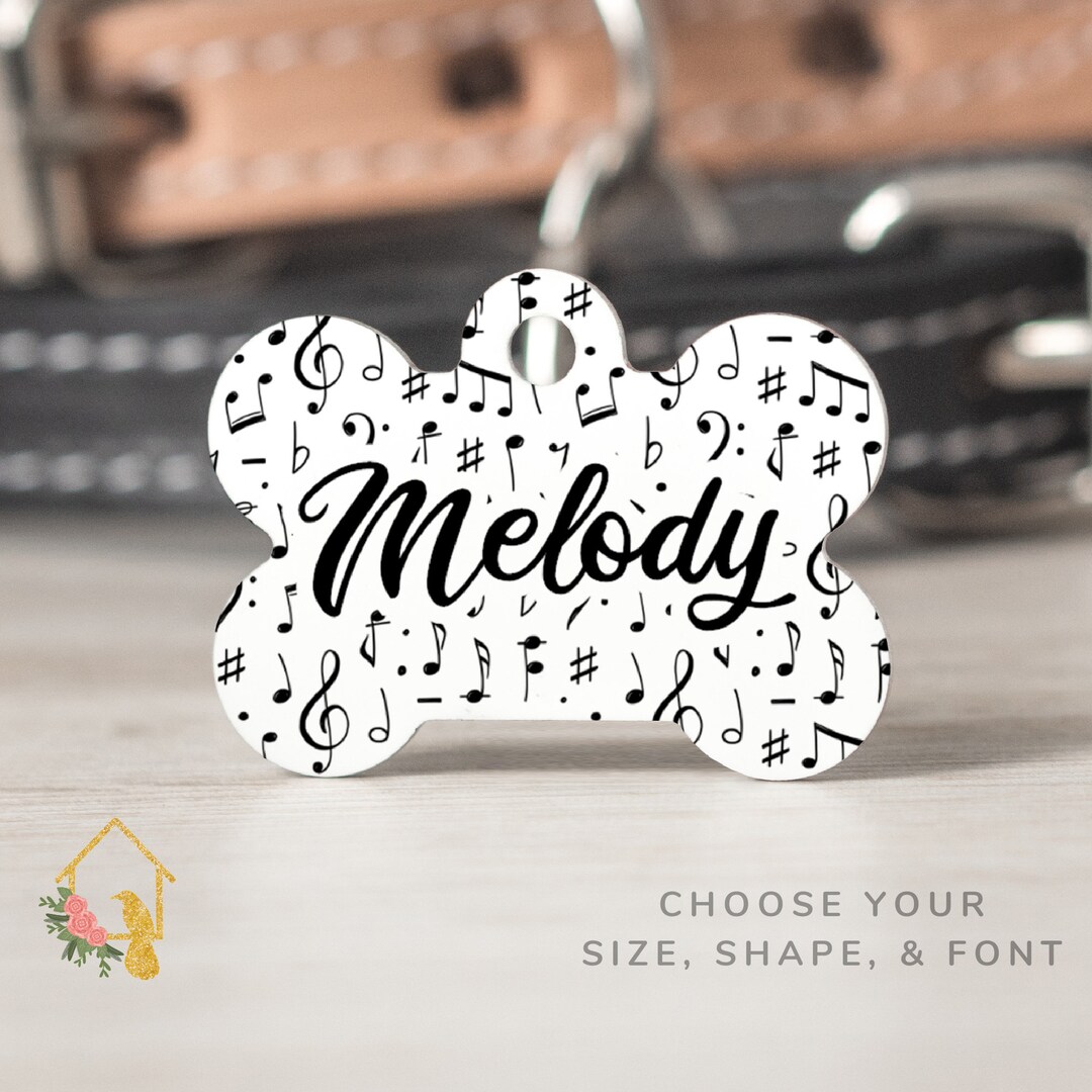Music Pet Tag - Custom Dog ID With Cute Musical Theme - Personalized ...