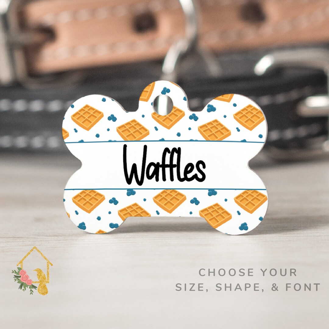 Waffle Pet Tag - Customizable Dog ID With Cute Waffle Theme ...