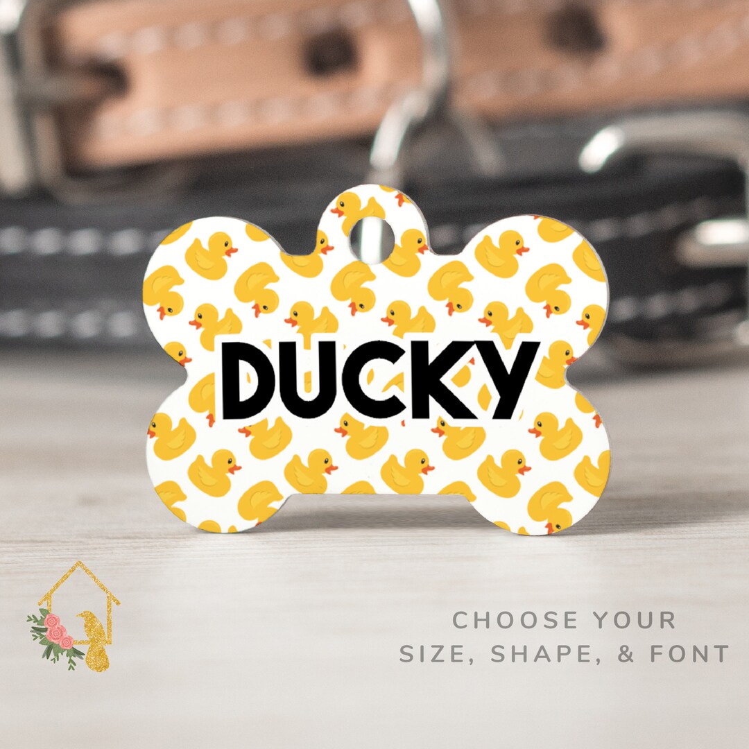 Rubber Duck Pet Tag - Customizable Dog ID With Cute Duck Theme ...