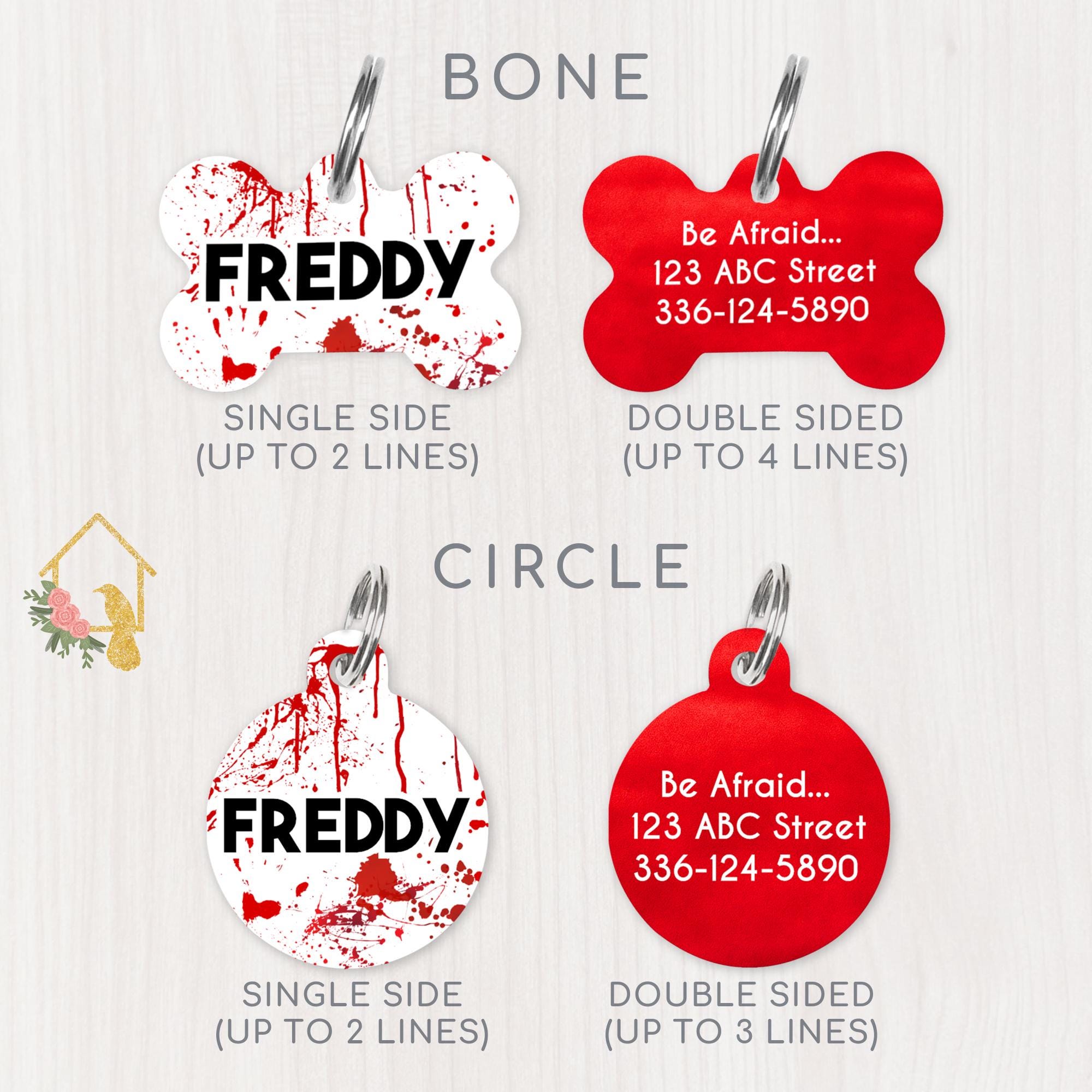 Halloween Pet Tag - Blood Splatter Name Tag - Customizable Dog ID ...