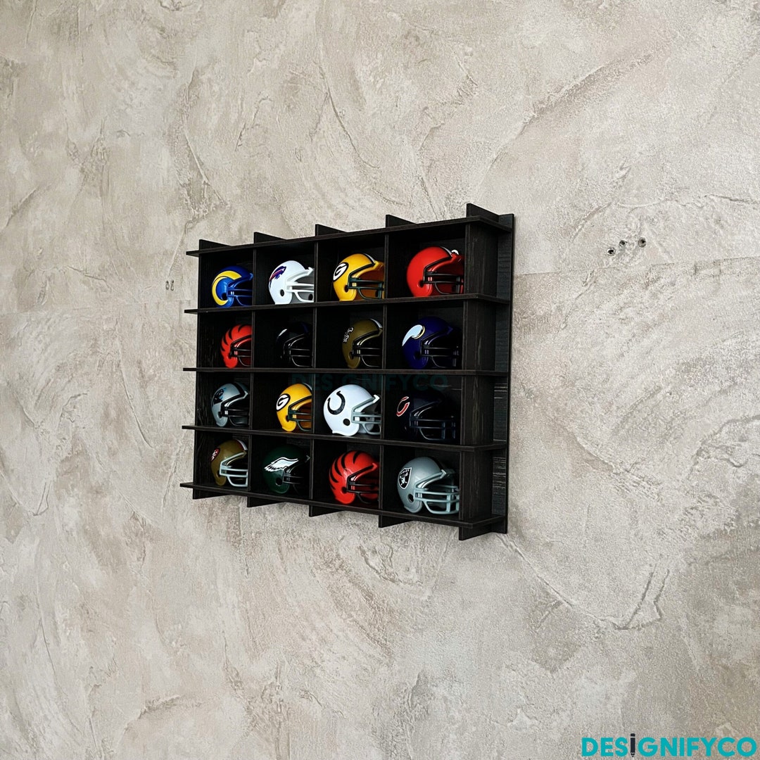 Old Black 16 Football Mini Helmets Display Case , Hockey Memorabilia ...