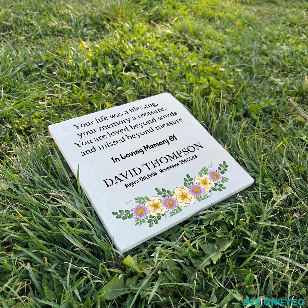 In Loving Memory of Dad – Custom Photo Memorial Stone – UV Printed ...