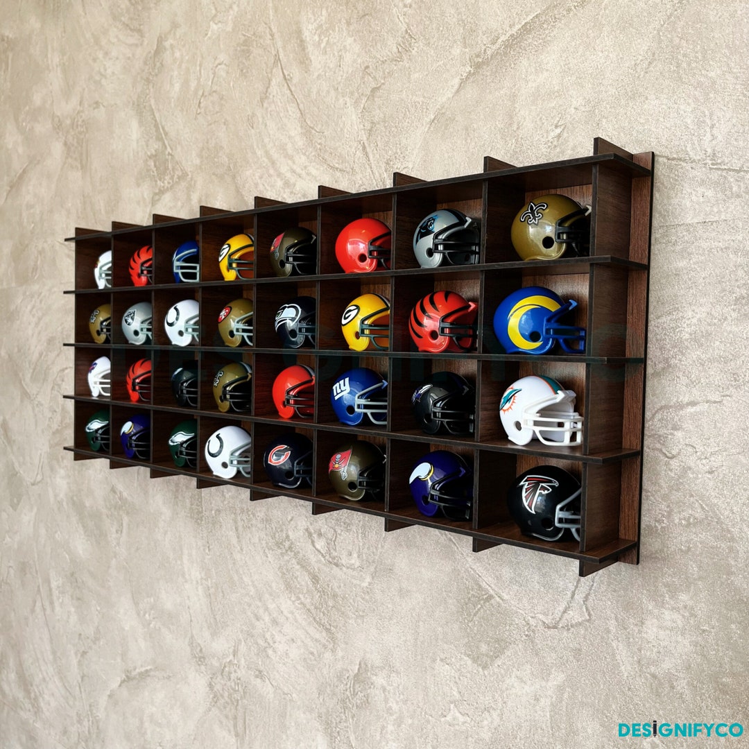 32 Mini Football Helmets Display ,hockey Memorabilia Organizer Shelf ...