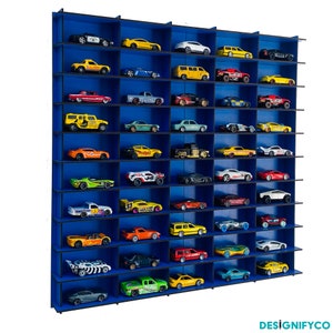 Blue 1:64 Toy Car Wall Shelf for 50 Cars,toy Car Display Case,matchbox ...