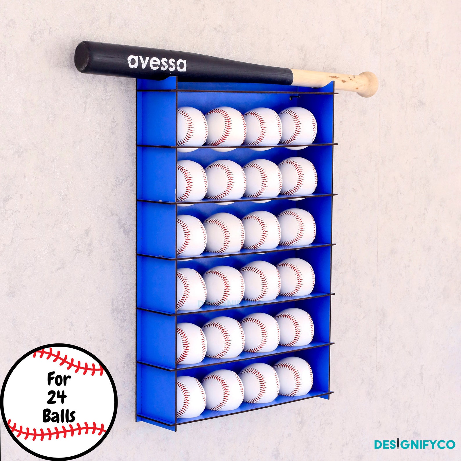 BLUE 24 Baseball Display Case,baseball Cabinet Holder Rack,baseball ...