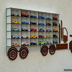 Walnut Toy Car Display Case Truck | Car Display Case Truck | Matchbox ...