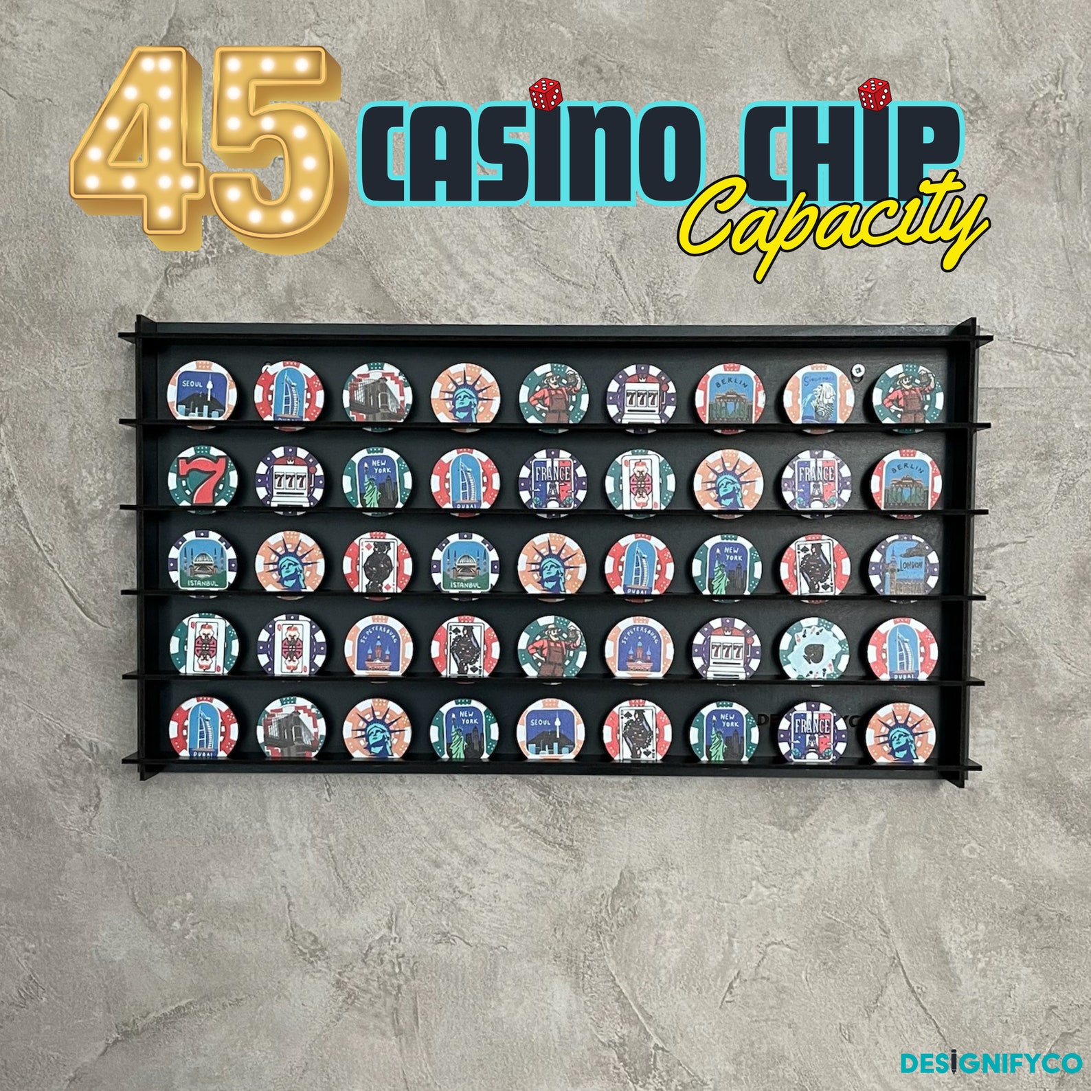 BLACK Casino Chip Display Case 10 Color Options ,poker Chip Holder ...