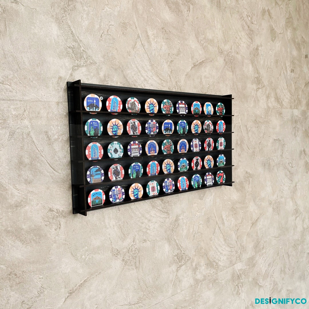 45 Casino Chip Capacity Old Black Display Case,poker Chip Holder ...