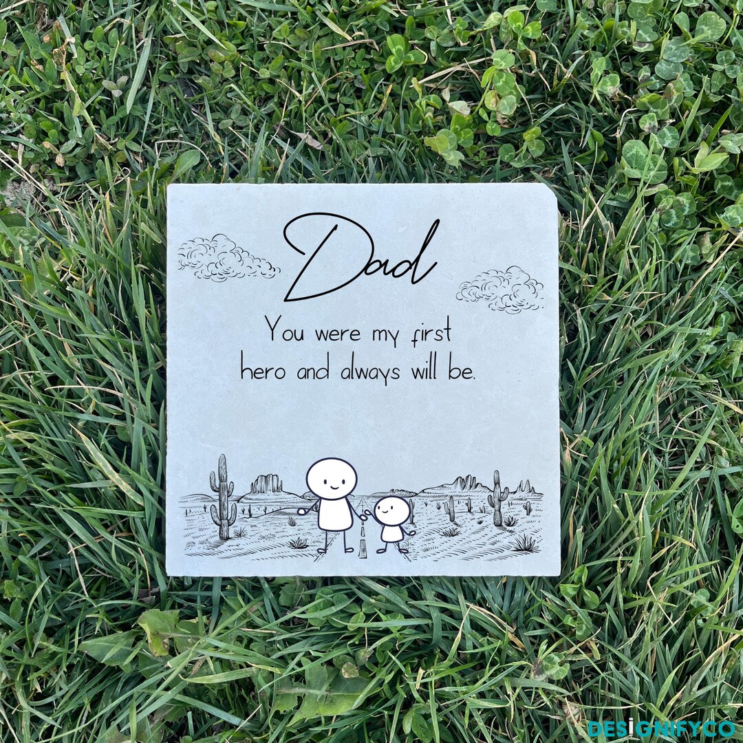 Dad and Son Stick Man Art Memorial Stone - Sympathy Gift for Father’s ...