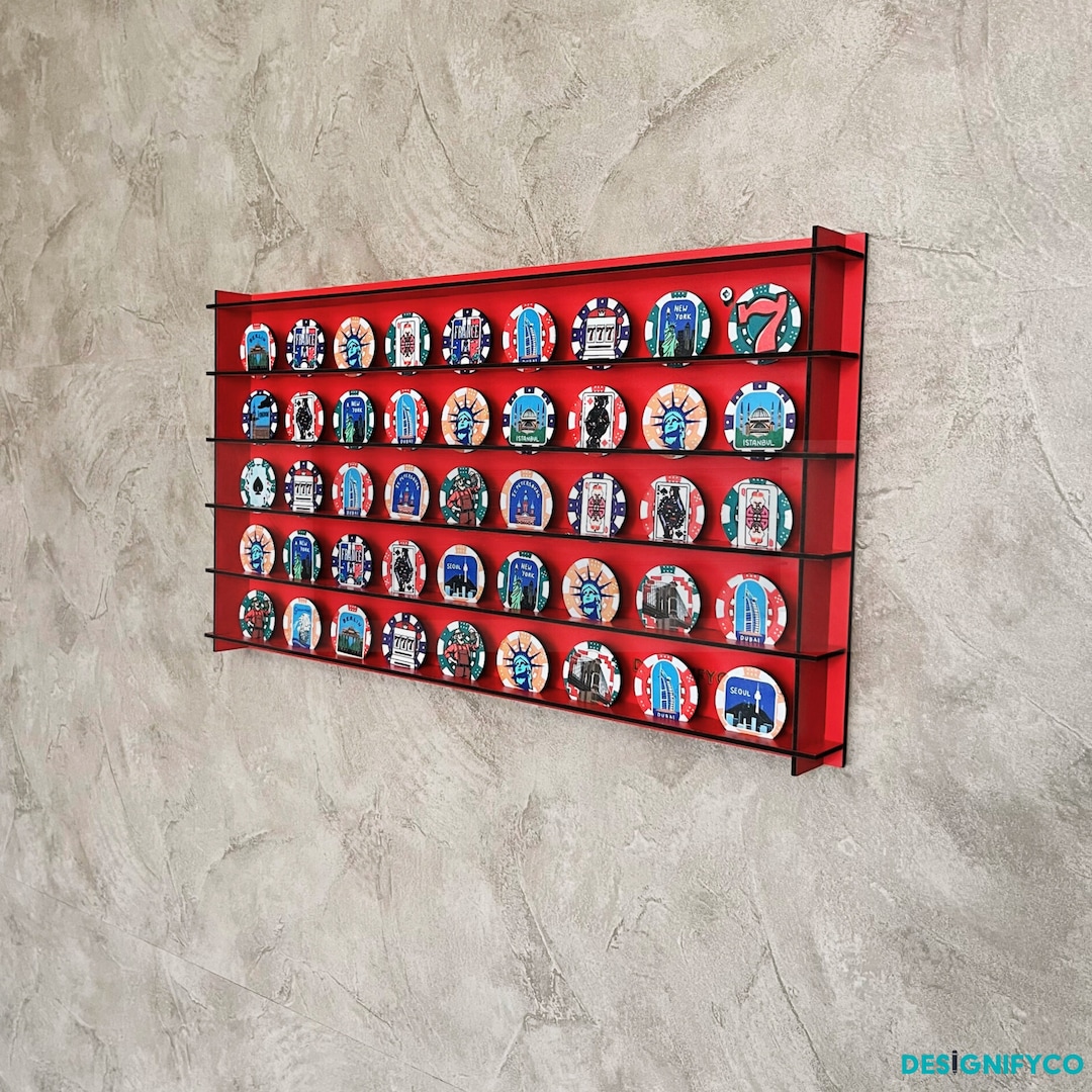 RED Casino Chip Display Case,poker Chip Holder,gambling Chip Display ...