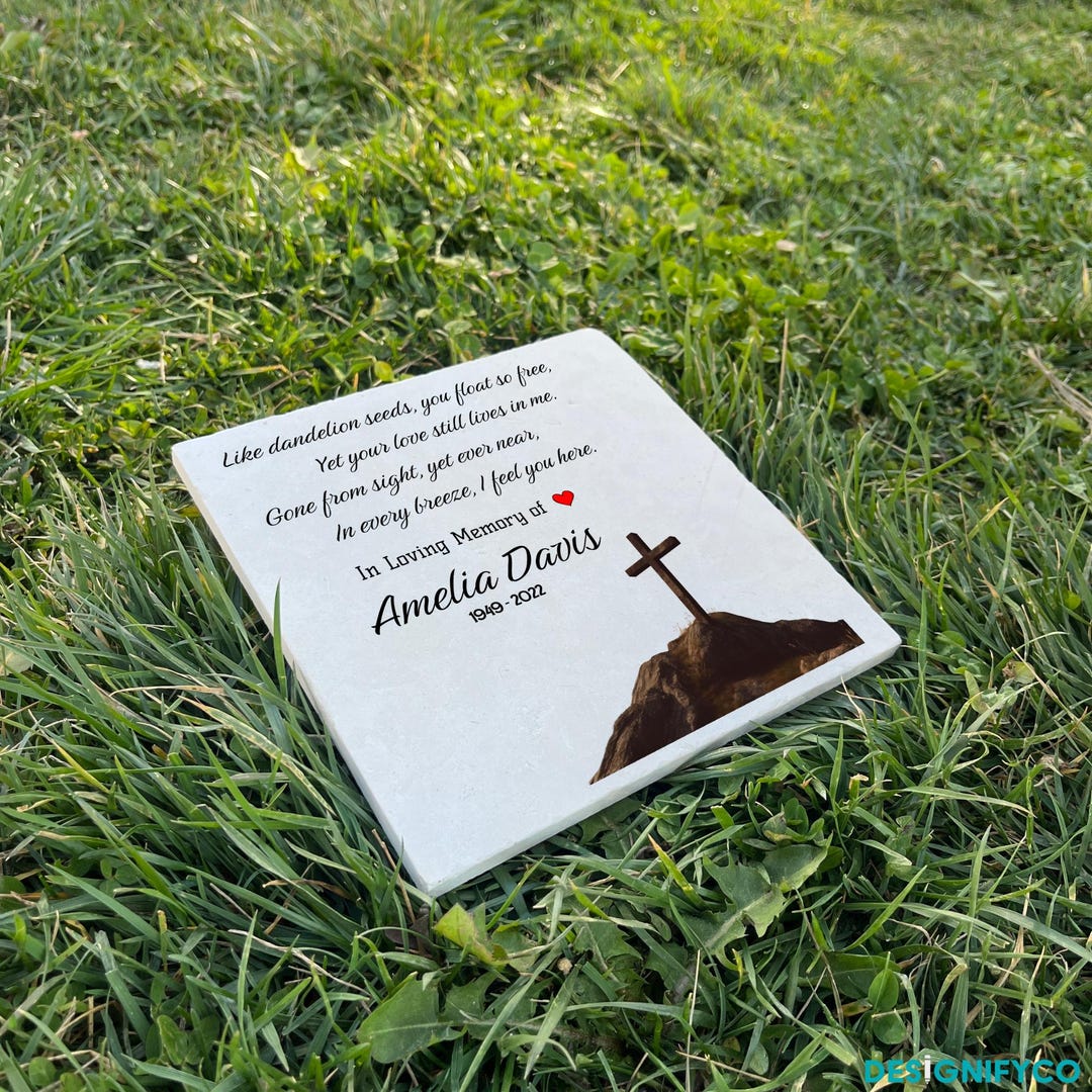 Loving Memory Stone for Mother – UV Printed Limestone Grave Marker ...