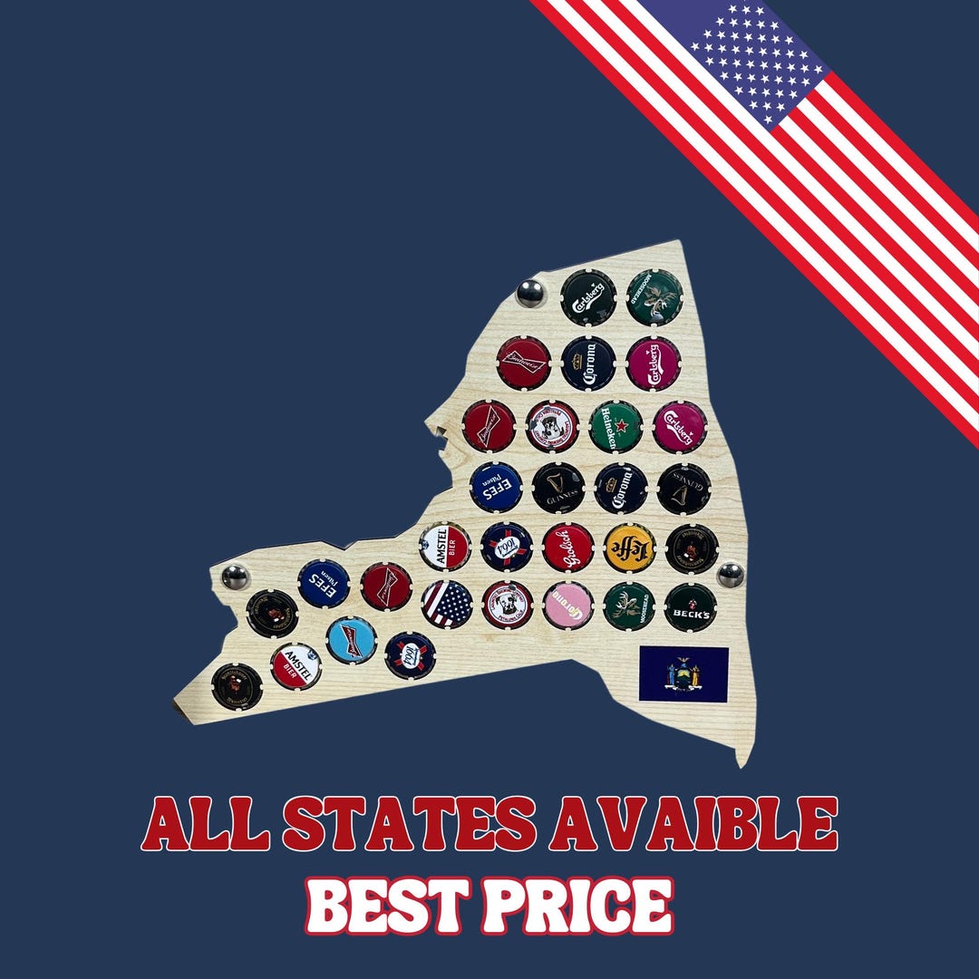 USA States Beer Cap Map Wall Mounted - All States Available | Country ...
