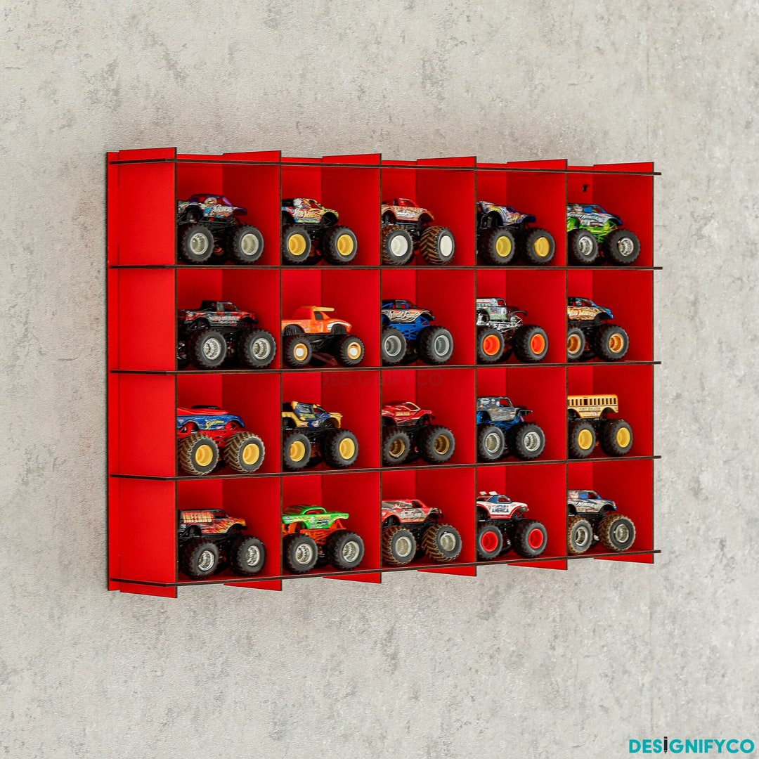 RED Monster Cars Display Shelf,monster Truck Display Case|wall Mounted ...