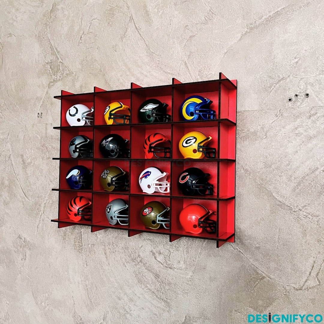 Wall Mounted Mini Helmets Display Case , Hockey Memorabilia Organizer ...