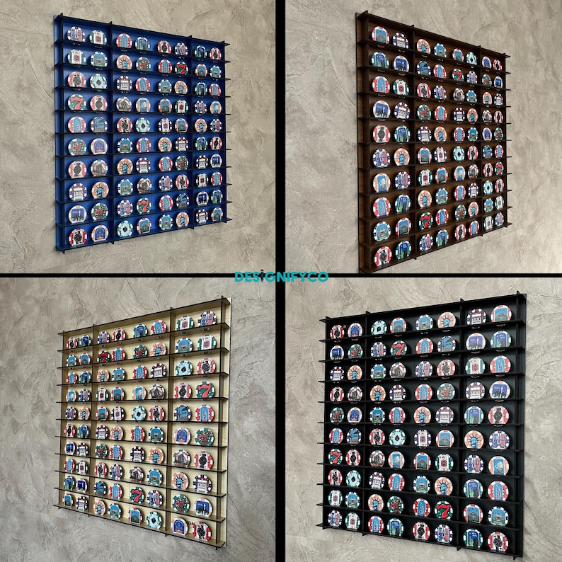 Poker Chip Rack–multicolor 80 Chip Capacity Wall Mount Casino Chip ...