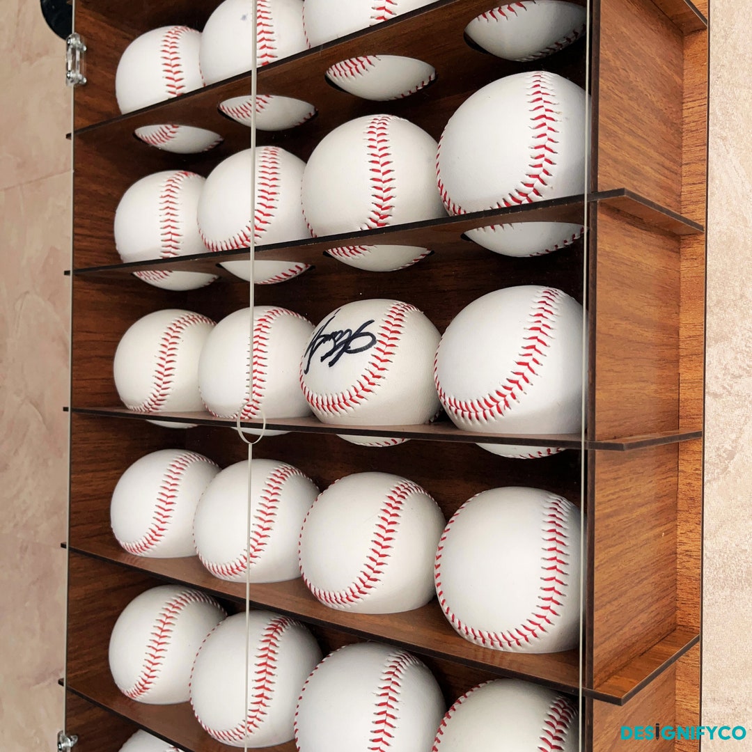 24 Baseball Display Case With Cover,baseball Cabinet Holder Rack ...