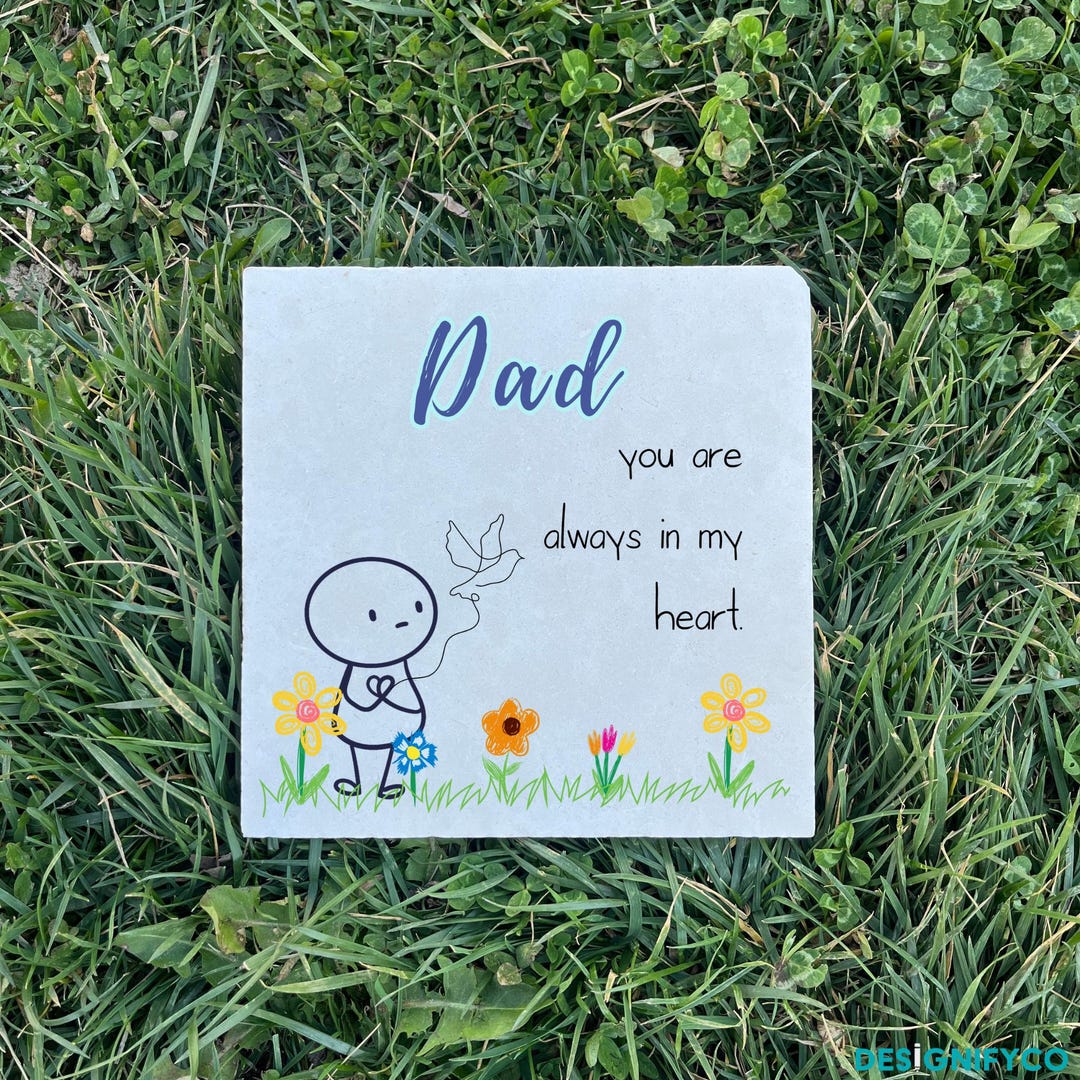 Stick Figure Dad Memorial Stone-8x8" Custom UV Printed Limestone ...