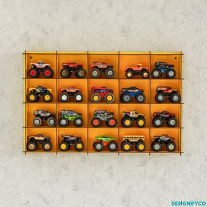 Yellow Wall Mounted Monster Car Shelf,monster Truck Display Case ...