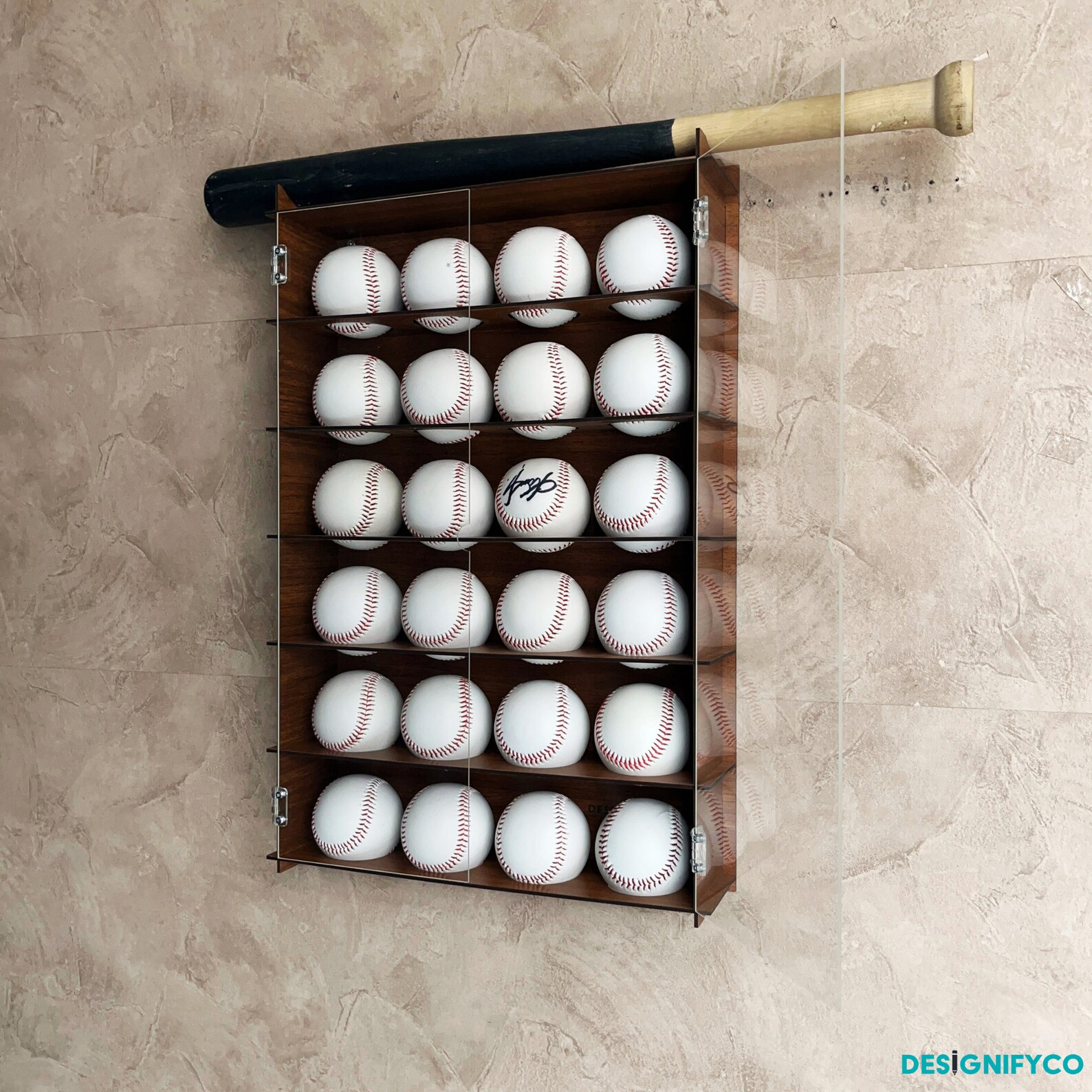 24 Baseball Display Case With Cover,baseball Cabinet Holder Rack ...