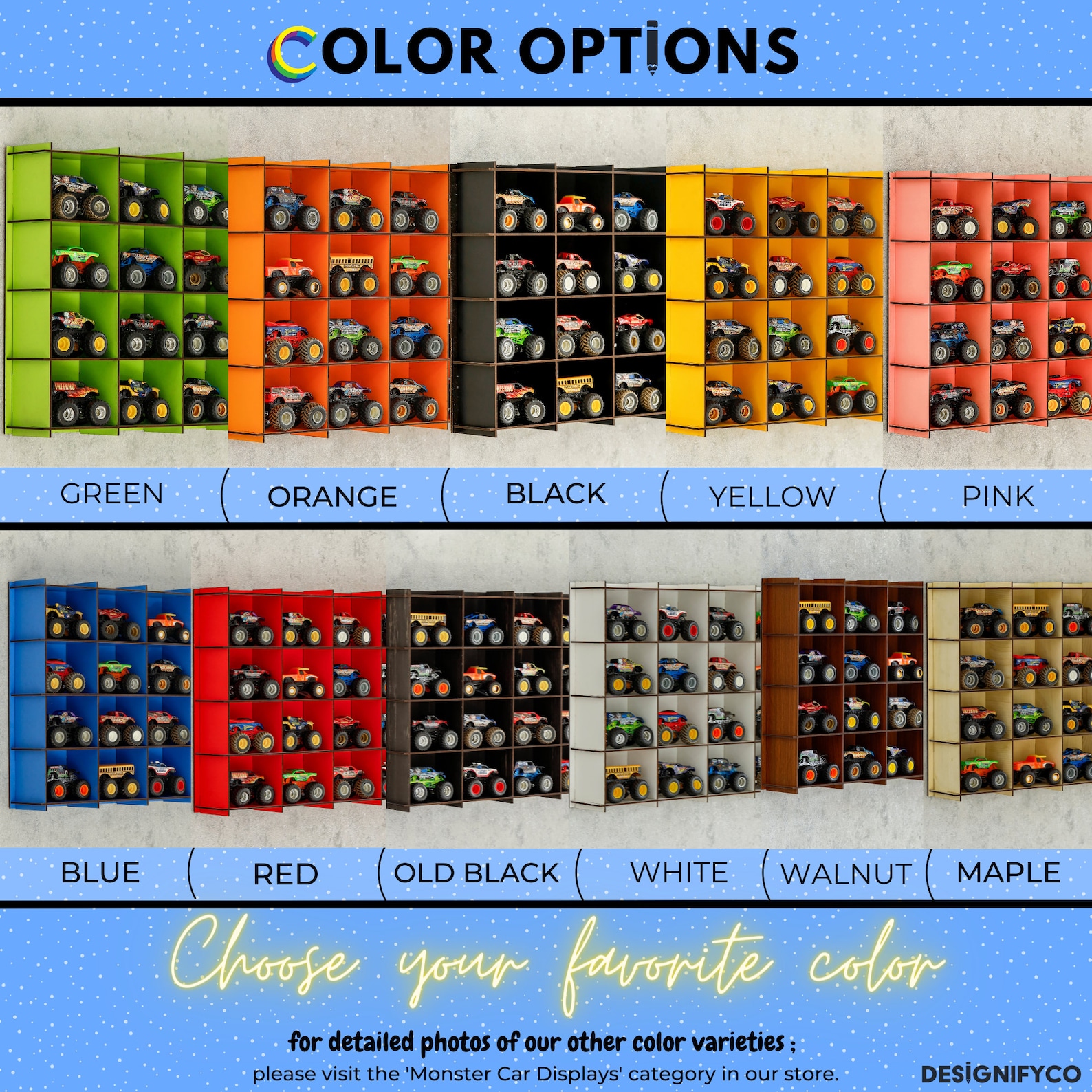 OLD BLACK Monster Trucks Display Shelf With Cover Options ,monster ...