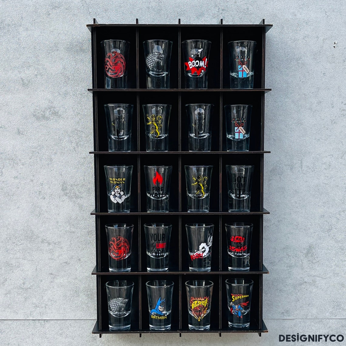 20 Shot Glass Display Case,12 Color Options,shot Glass Display Shelf ...