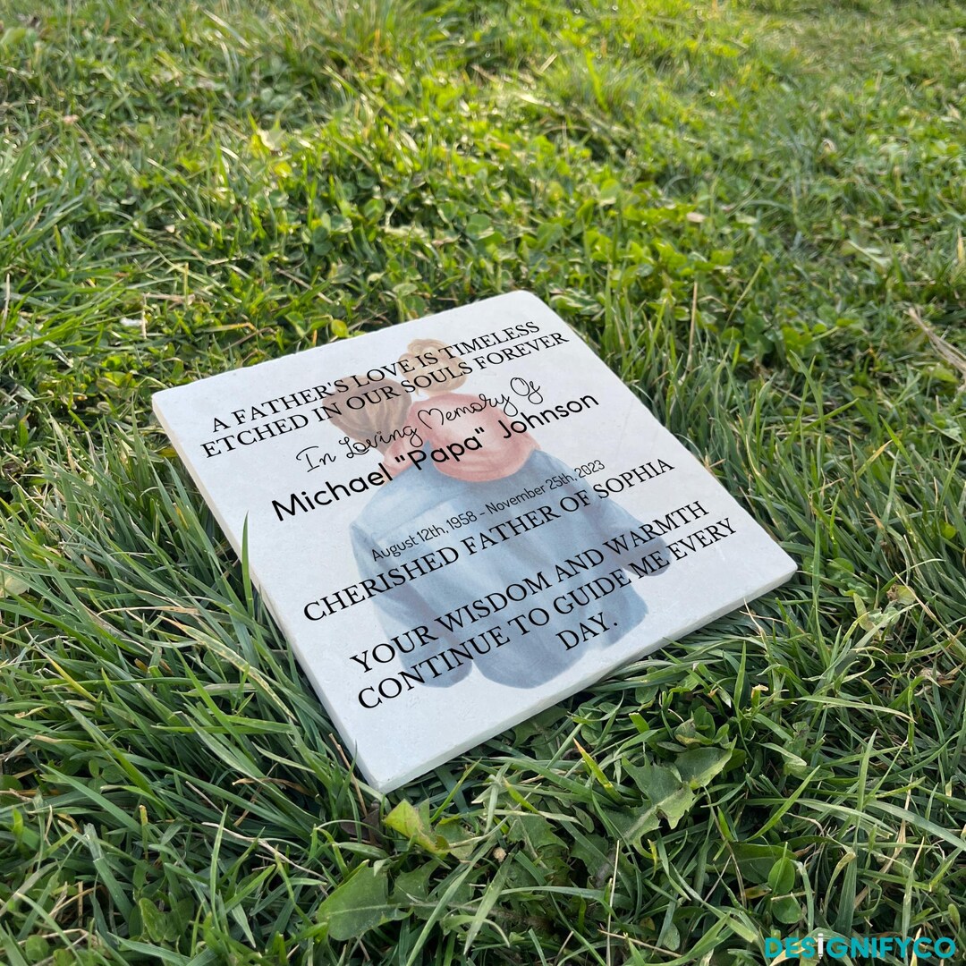 In Loving Memory of Dad – Personalized Photo Memorial Stone – UV ...