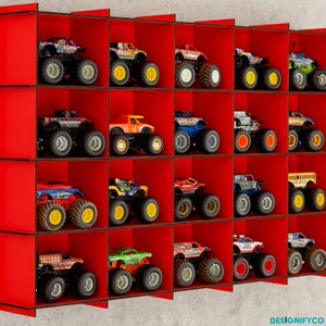 RED Monster Cars Display Shelf,monster Truck Display Case|wall Mounted ...
