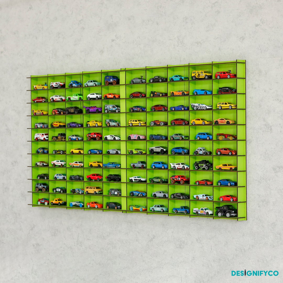Green Wooden Wall Mounted Toy Car Display Case for 100cars Gift for Car ...