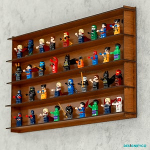 Walnut Minifigure Display Case Shelves,minifigure Display Case Cabinet,minifigure Stand ...