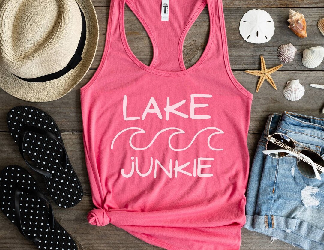 Women's Pink Lake Junkie Graphic Racerback Tank - Etsy