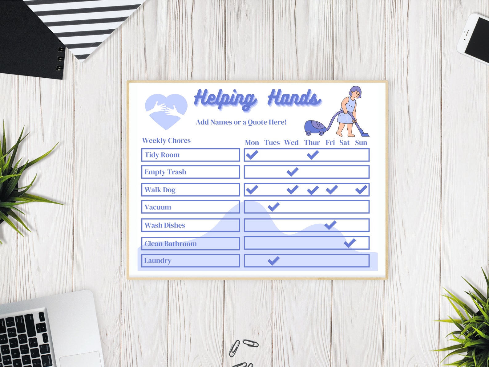 Digital Chore Chart | Printable Template | Editable | Reusable | for ...