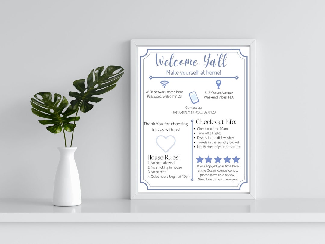 Vacation Rental Printable Editable Template Guest Check-out Sheet House ...