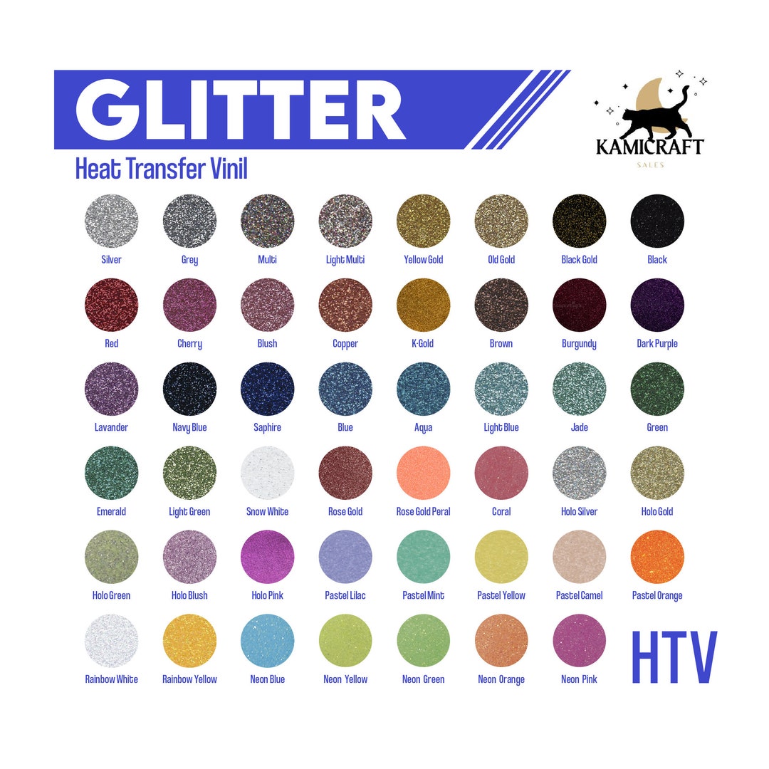 Glitter HTV 10" X 12", 10 Sheets Pack, HTV Glitter, Heat Transfer Vinyl ...