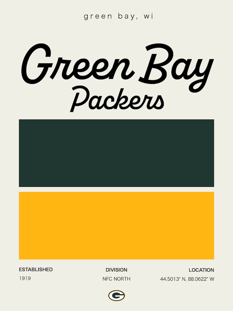 Green Bay Packers Color Swatch Printable NFL Team Colors Digital Art ...