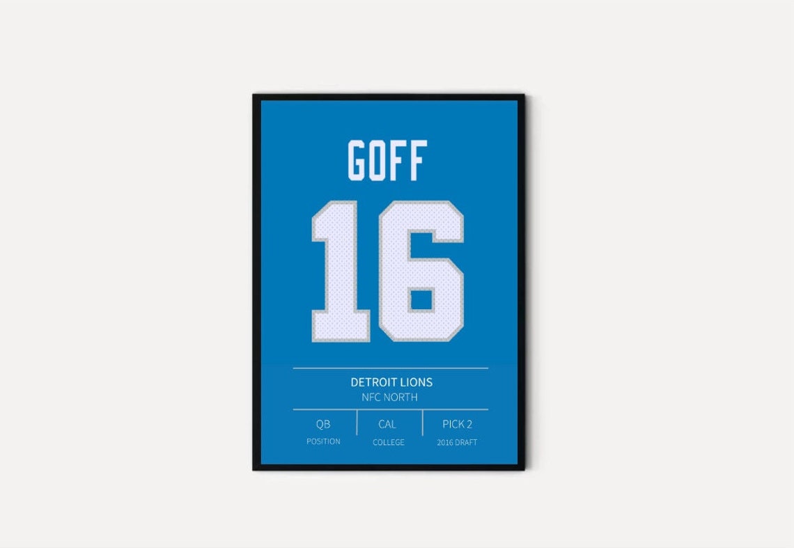 Jared Goff Jersey Print Detroit Lions Digital Art Printable Download ...