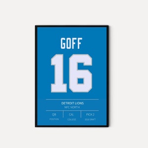 Jared Goff Jersey Print Detroit Lions Digital Art Printable Download ...