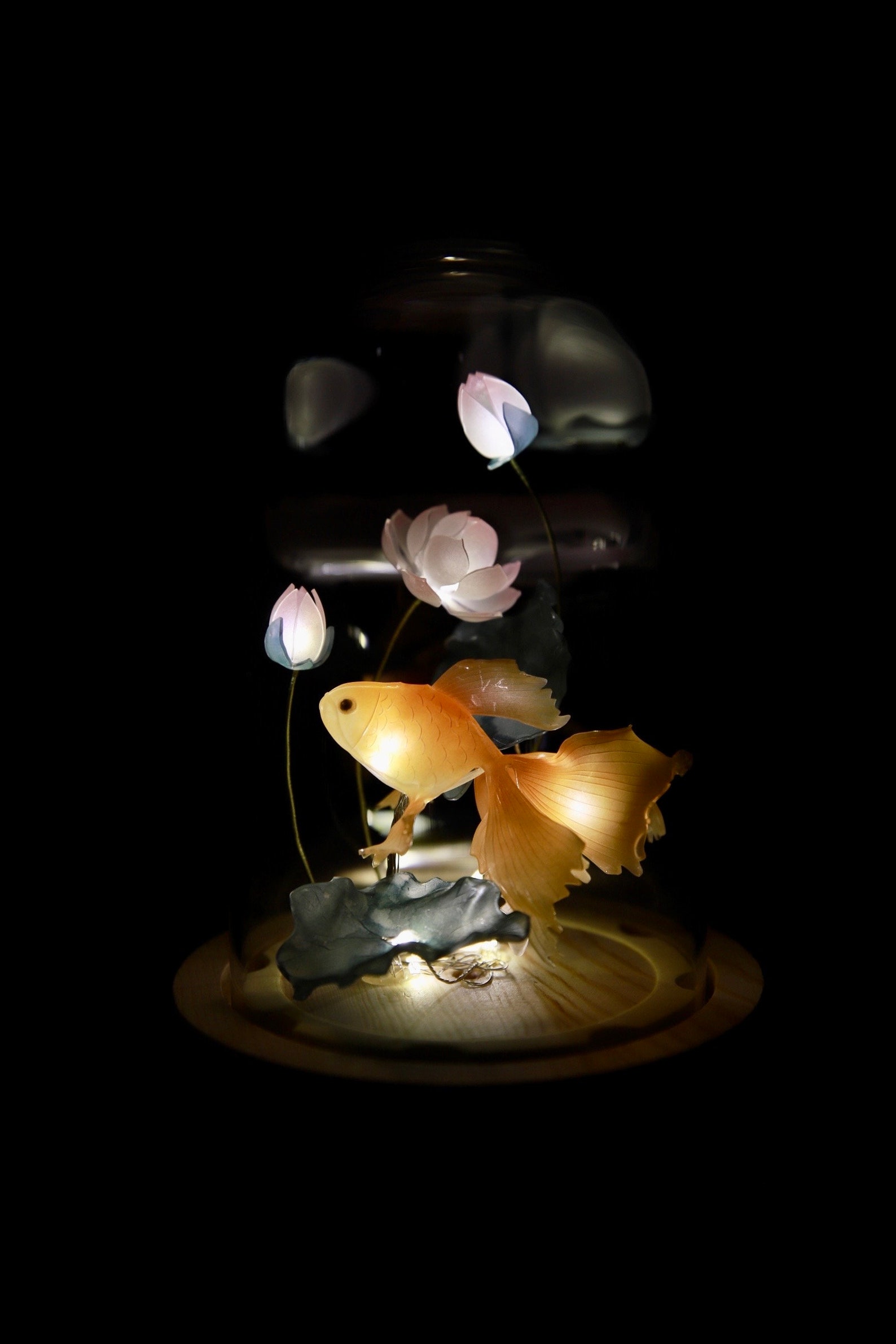 Handmade Goldfish Lotus Lamp, Koi Fish Lamp, Betta Fish Lamp, Fish ...