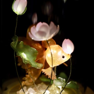Handmade Goldfish Lotus Lamp, Koi Fish Lamp, Betta Fish Lamp, Fish ...
