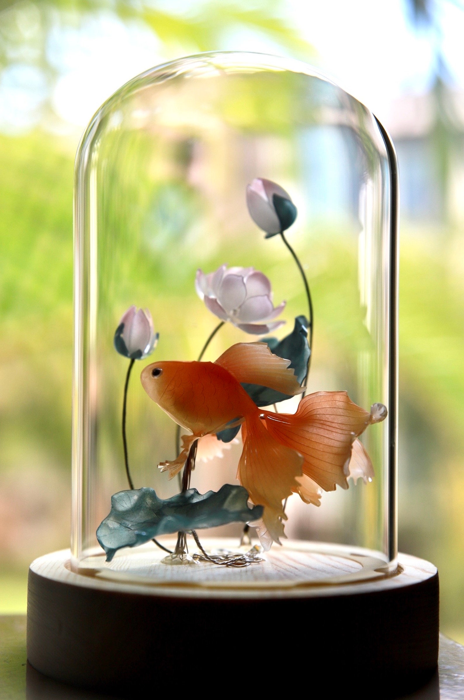 Handmade Goldfish Lotus Lamp, Koi Fish Lamp, Betta Fish Lamp, Fish ...