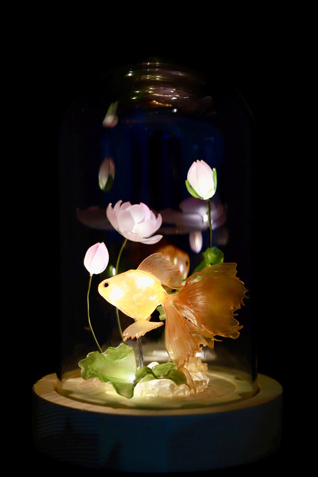 Handmade Goldfish Lotus Lamp, Koi Fish Lamp, Betta Fish Lamp, Fish ...